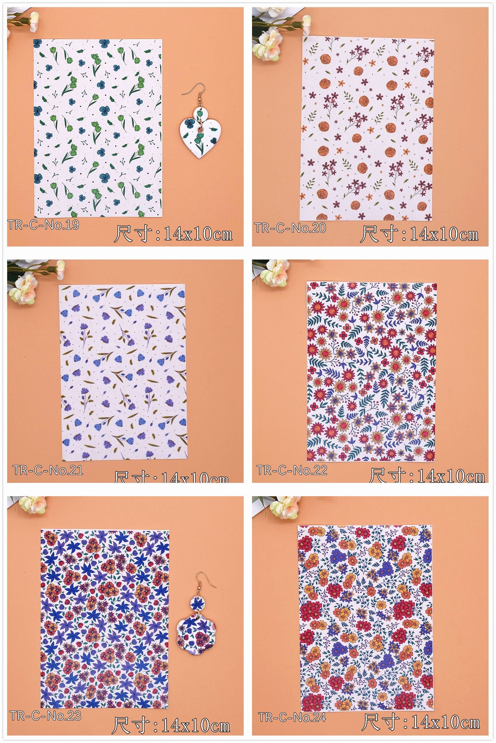 5pcs Set Polymer Clay Transfer Paper Autumn and Spring Floral Image ...