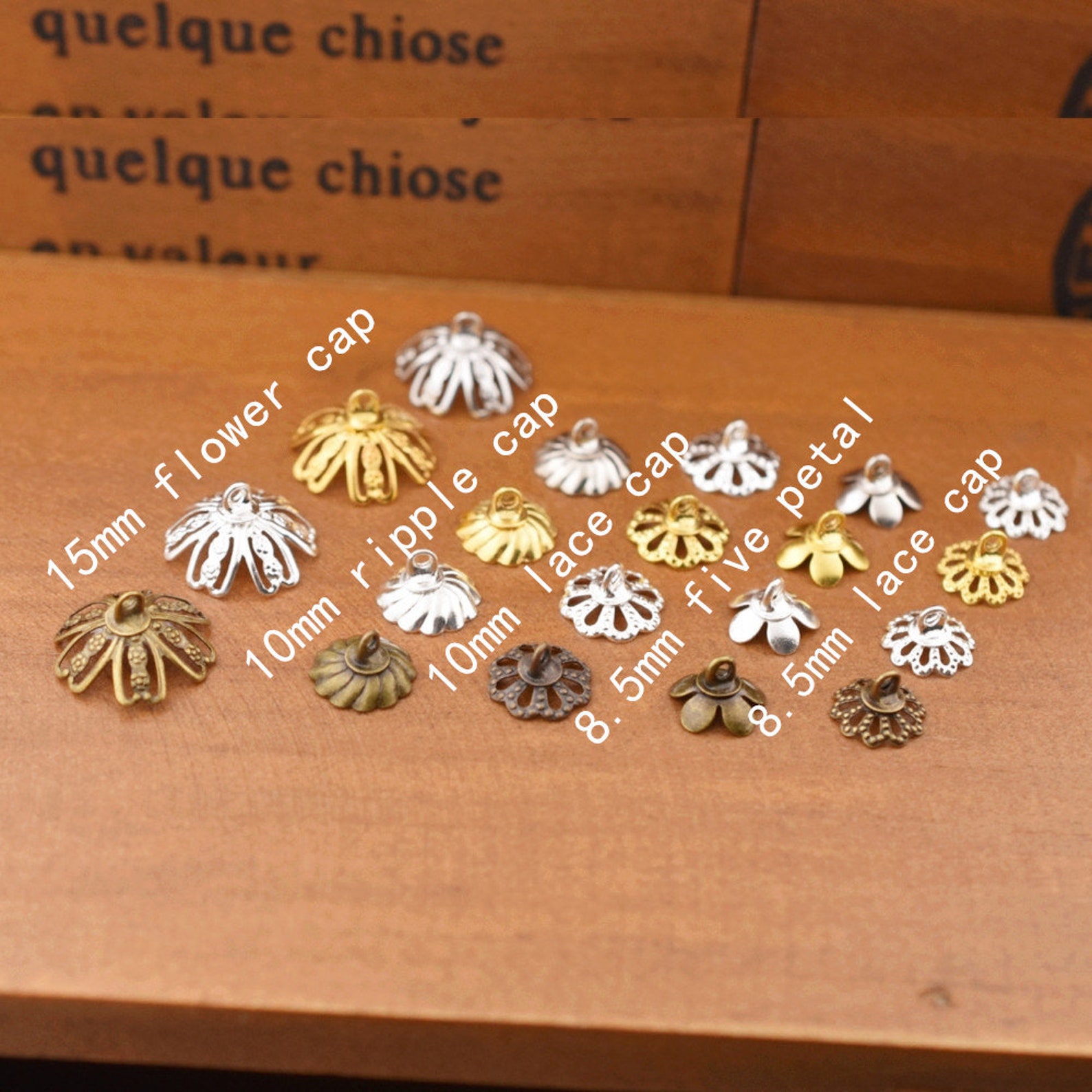 50pieces Brass Caps for Glass Vial Glass Globe End Caps Bead Cap ...
