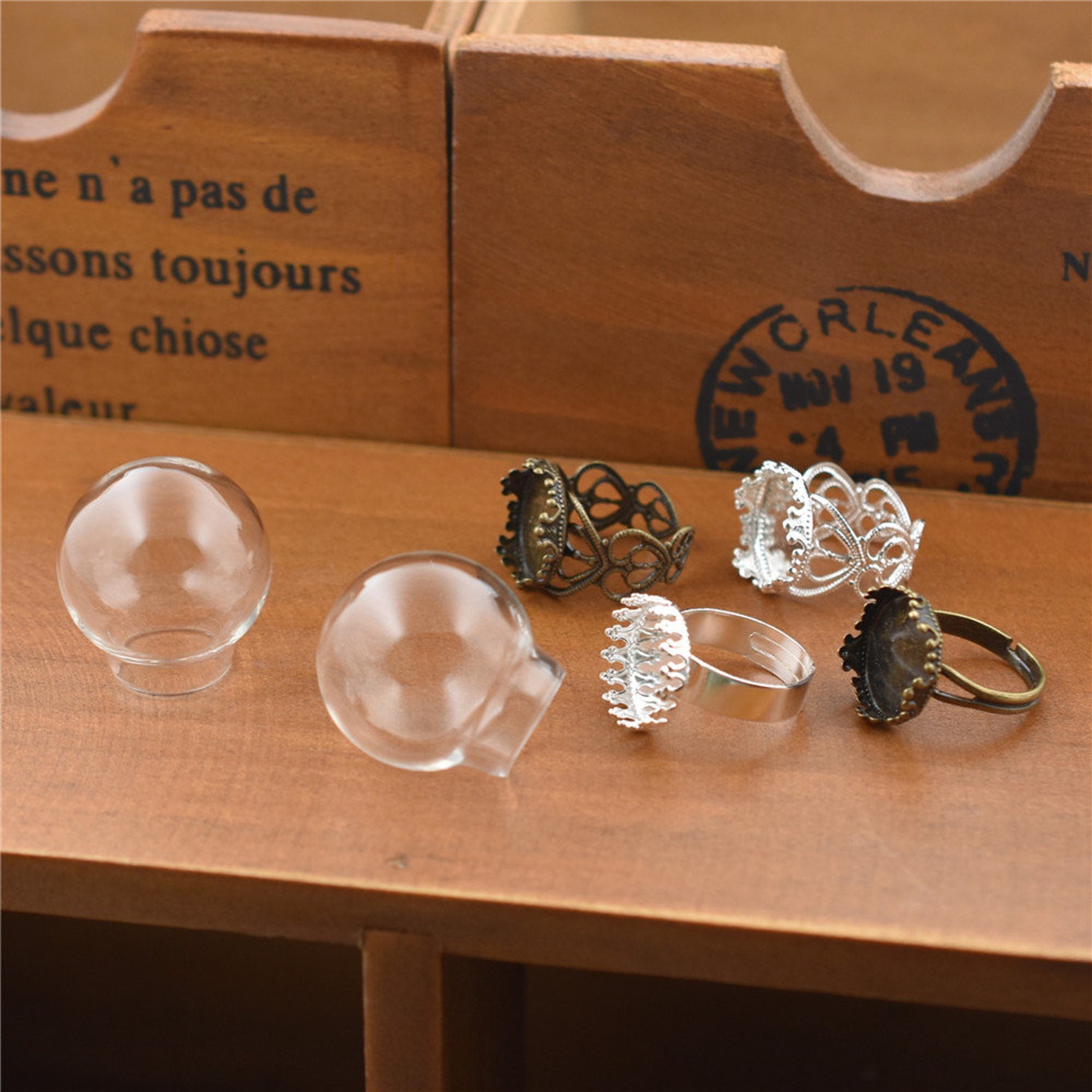5set 2515mm Empty Glass Globe Ring Set Glass Dome Glass Vial - Etsy