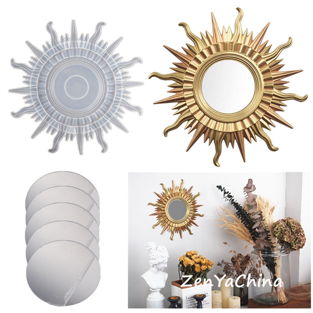 Sun Moon Mirror Resin Silicone Mould DIY Handmade Tool Crystal UV Epoxy ...