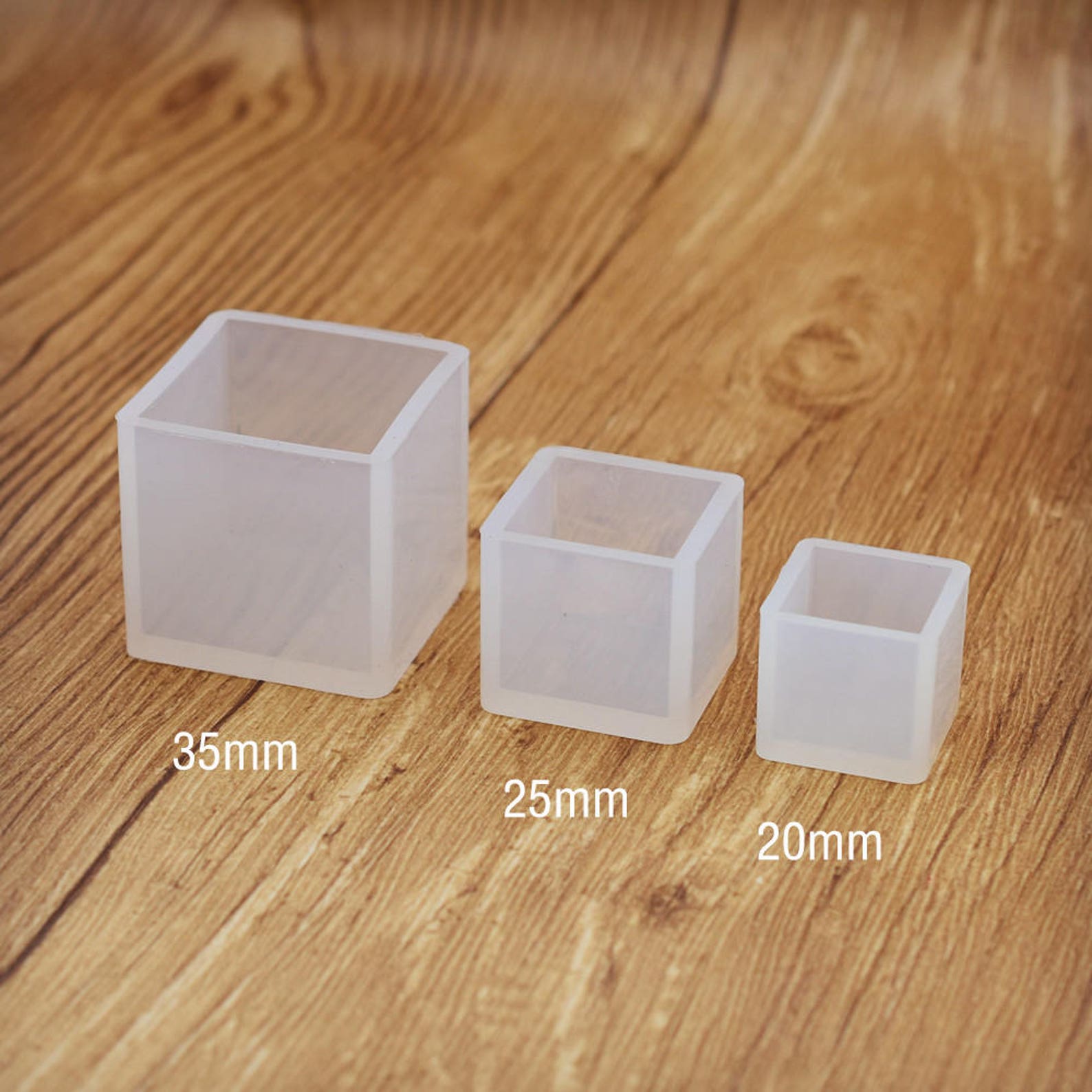 20mm 25mm 35mm 50mm 65mm Cube Cubic Charms Pendant Resin Silicone Mould ...