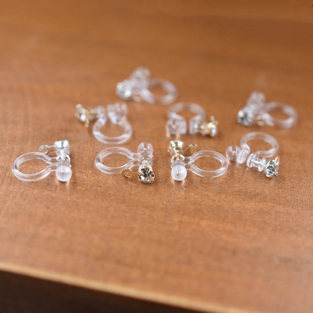 2 Pairs Small Invisible Resin Earring Clip With Crystal , No Pierced ...