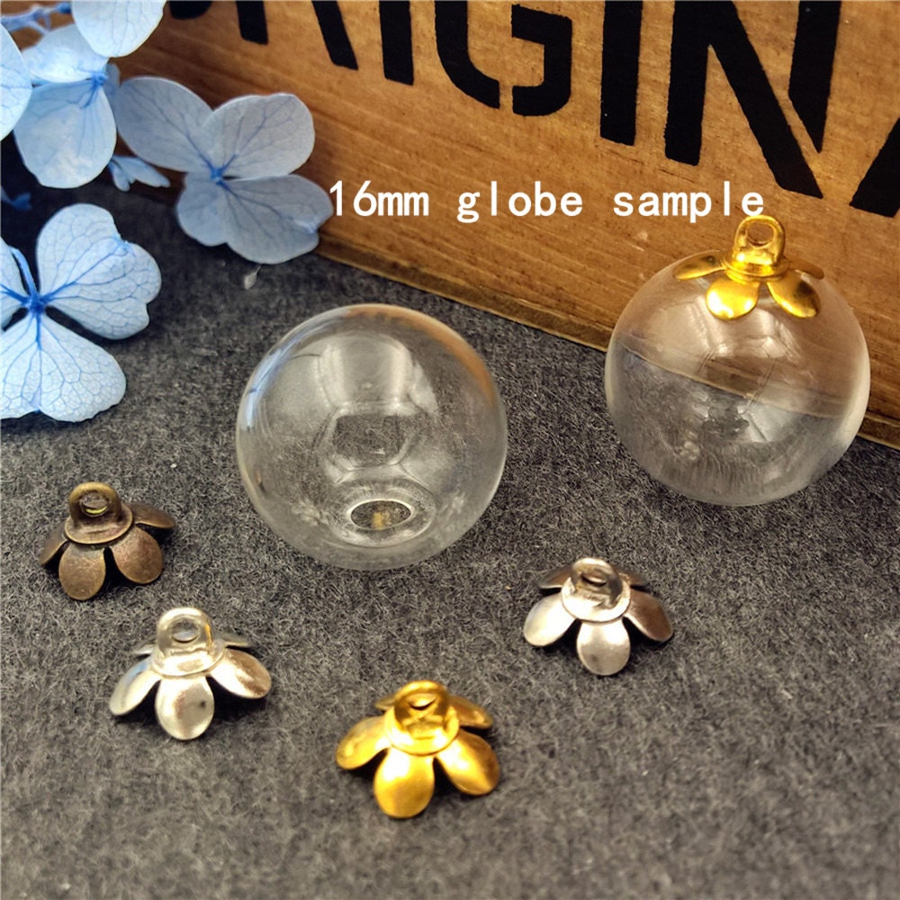 10sets 8mm-14mm Empty Glass Ball With Five Petal Cap Glass - Etsy