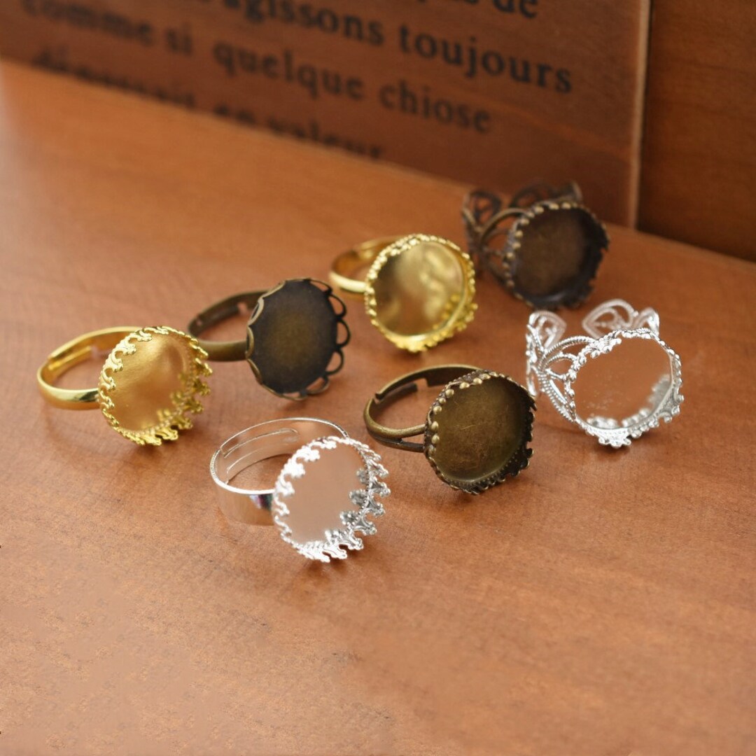 15-16mm Brass Setting Base Ring Base Antique Bronze and Silver Color ...