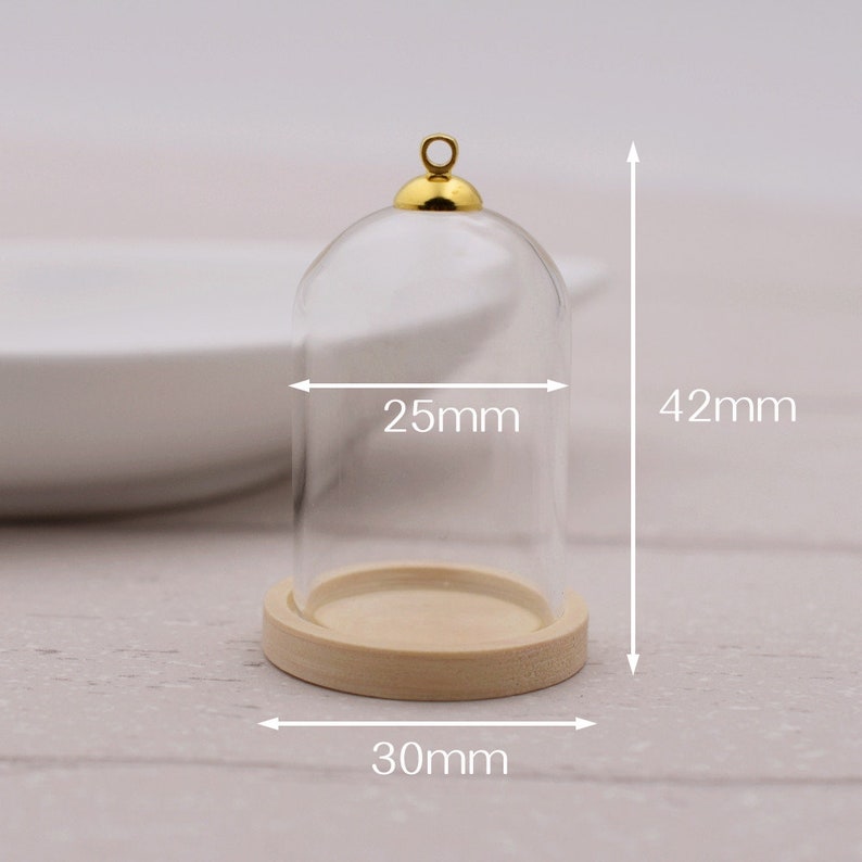 5sets 38*25mm Tube Glass Bottle Clear Glass Bell Jar With Wood Base ...