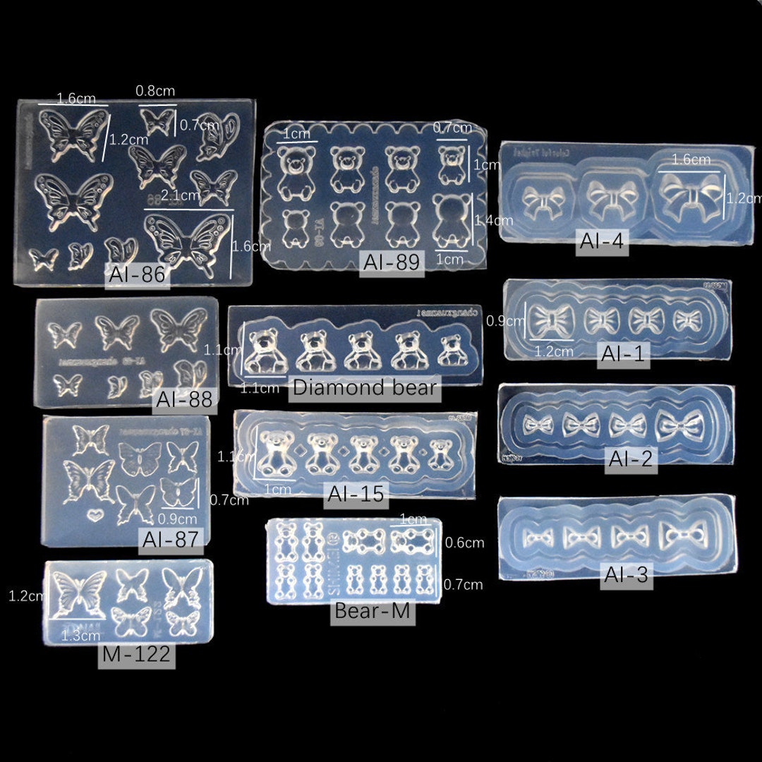 Nail Decoration Mold Silicone Nail Art Butterfly Bow Tie Bear Nail ...