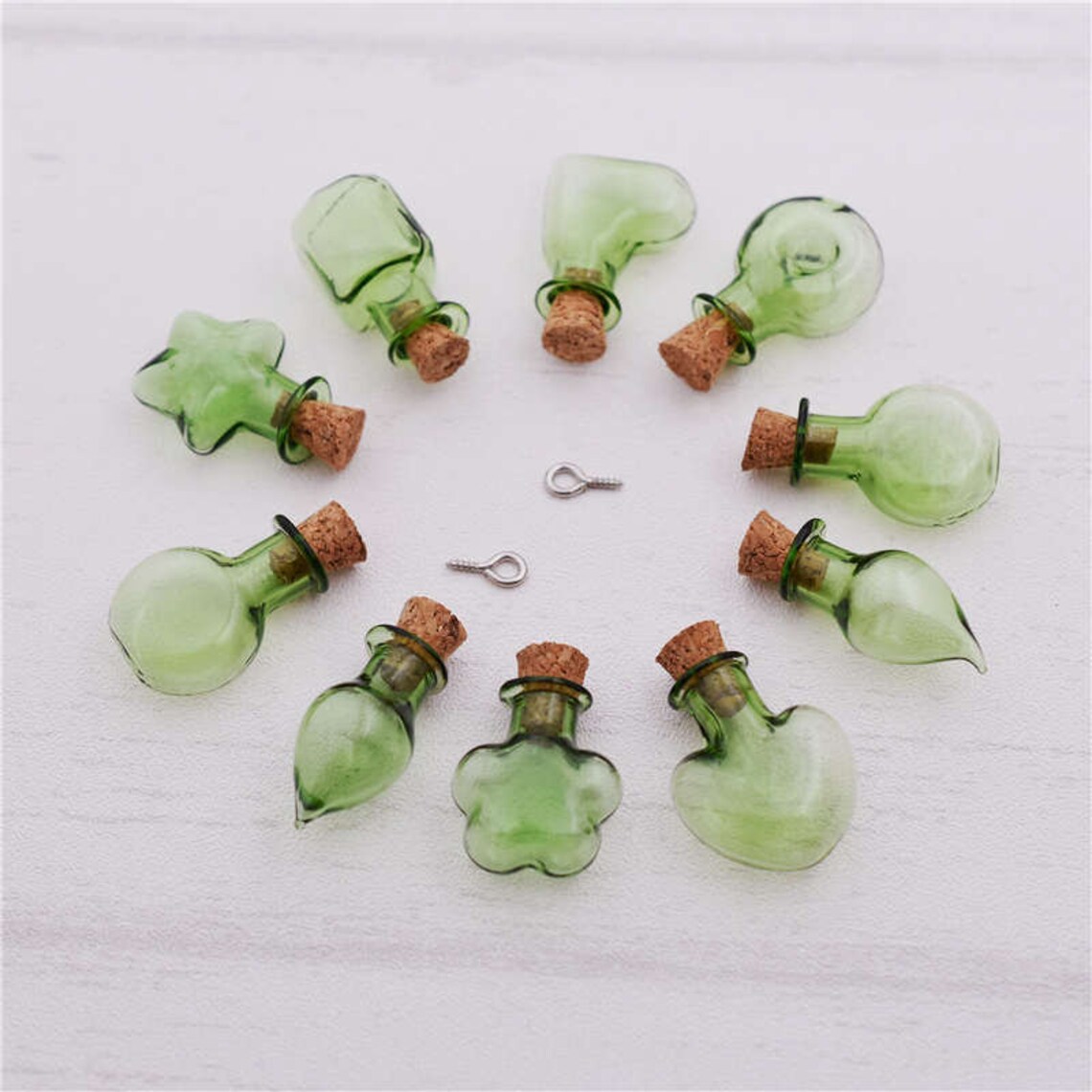 10pcs Tiny Glass Bottle With Cork giving Silver Hooks Cork | Etsy