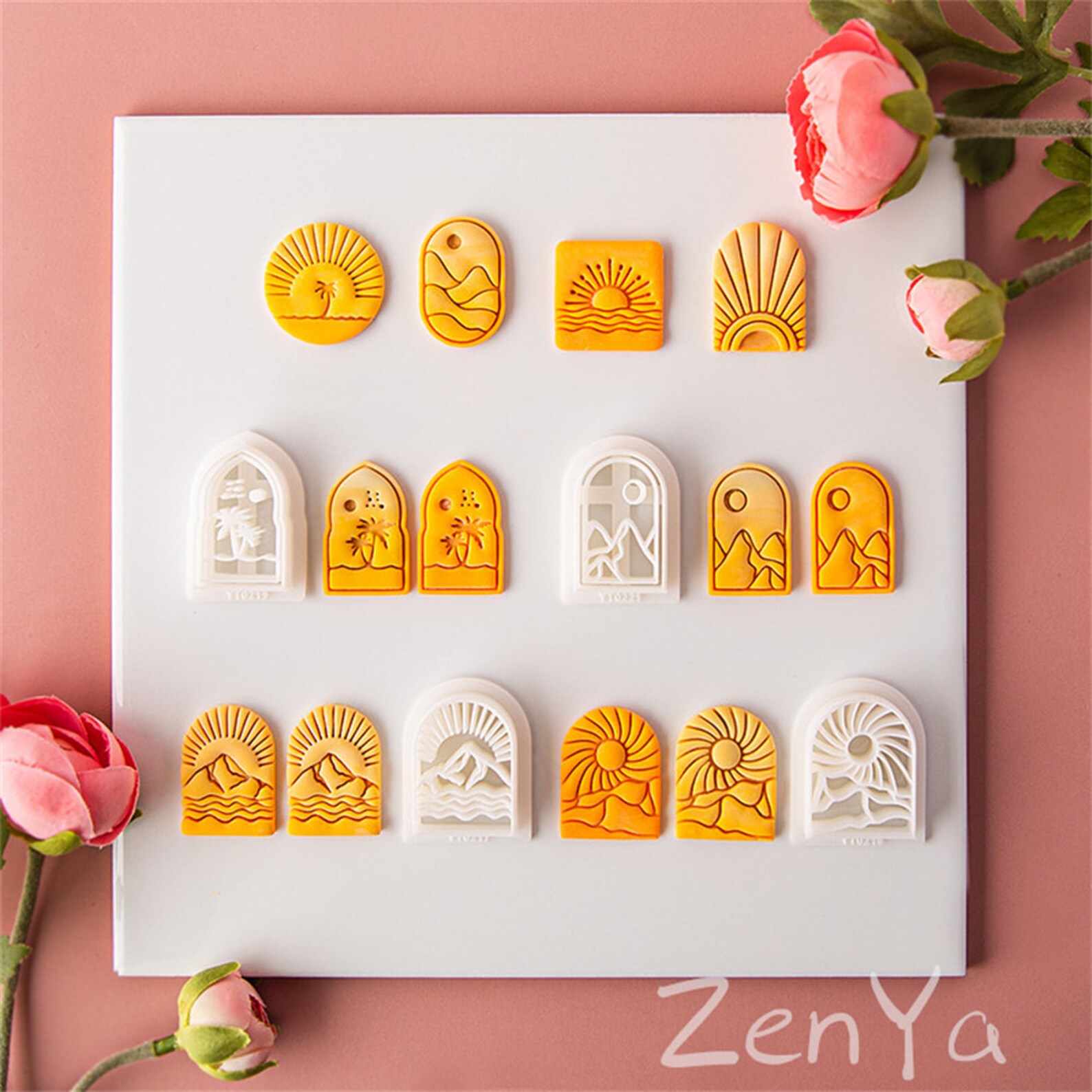 Bohemian Clay Cutters, Abstract Painting Sun Island Polymer Clay ...