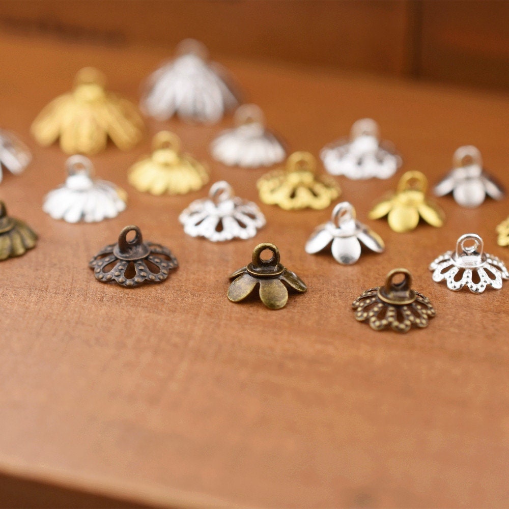 50pieces Brass Caps for Glass Vial Glass Globe End Caps Bead Cap ...