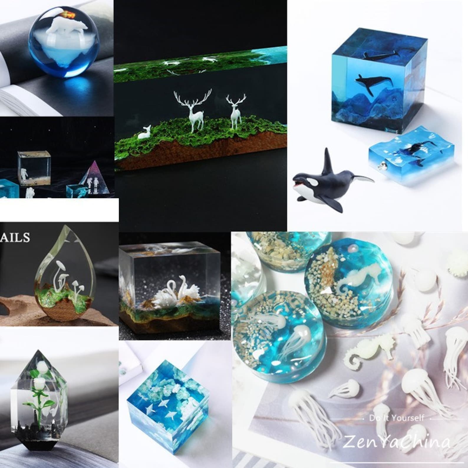 3D Cute ELK Jellyfish Swan Polar Bear for Resin Art DIY Craft - Etsy