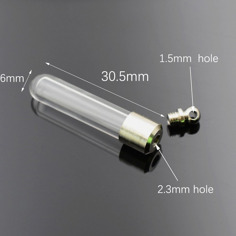 5pcs 6mm Outside Diameter Glass Tube With O Rings Glass Vial Pendant ...