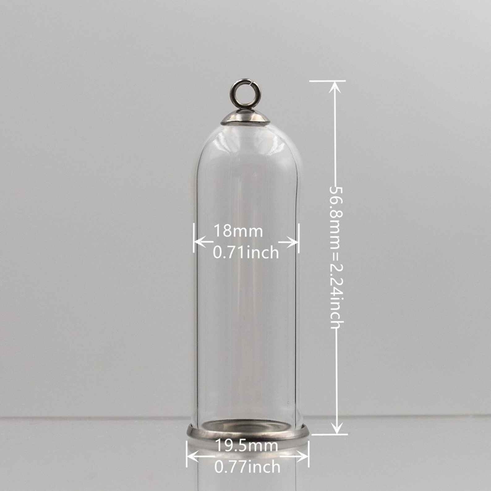 5sets Tube Glass Dome Bottles With Stainless Steel Findings, Glass Vial ...