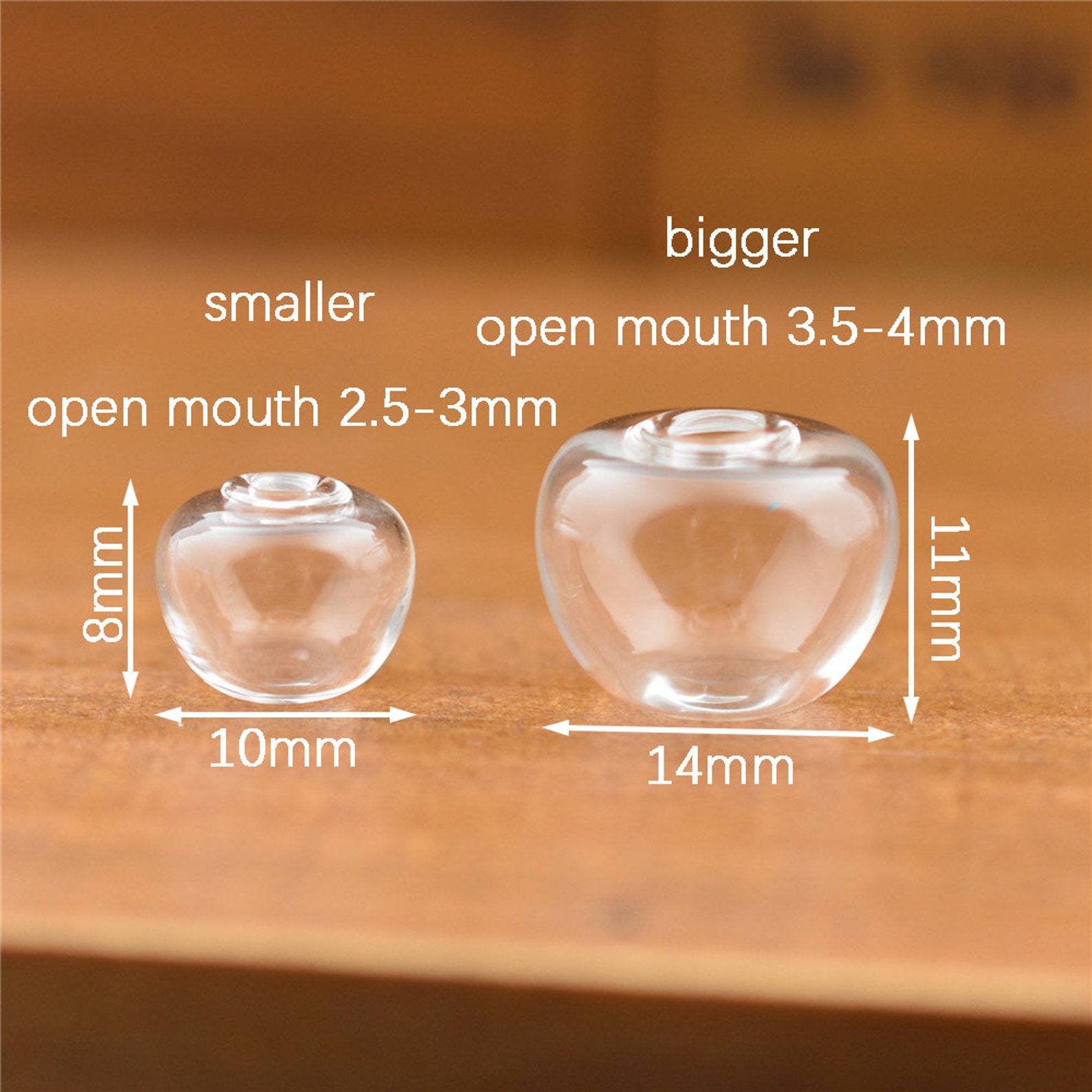 10sets Cute Apple Shape Glass Vails Glass Vial Pendant Glass Locket ...