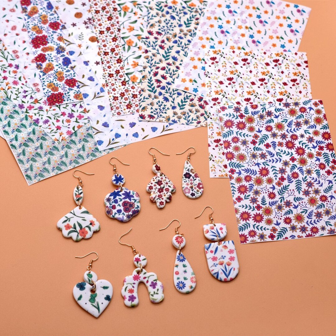 5pcs Set Polymer Clay Transfer Paper Autumn and Spring Floral Image ...