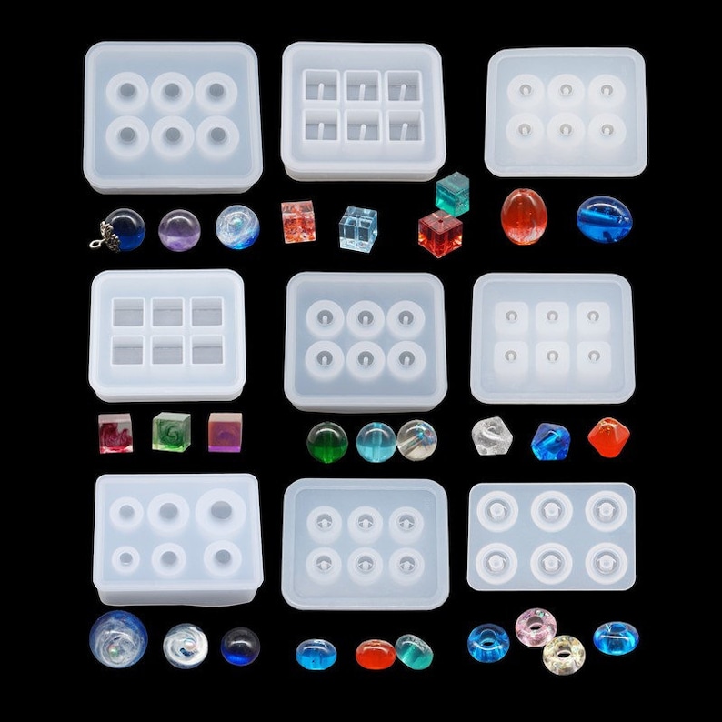 Silicone Mold for Resin Jewelry Beads Flat Square Rhombus Beads Resin ...