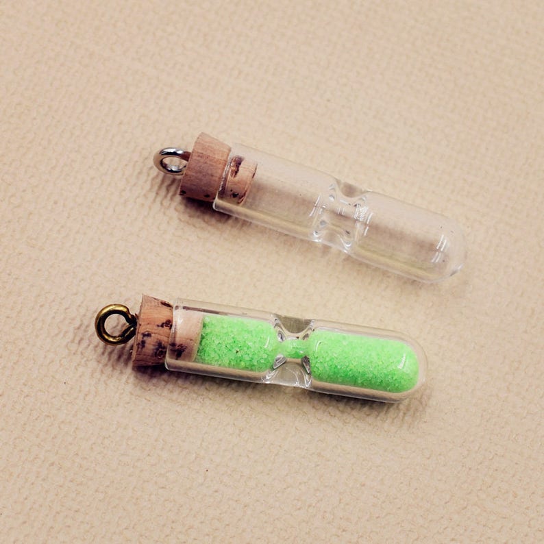 5X Hourglass 30*8mm Cute Mini Sand Clock With Brass Setting Base ...