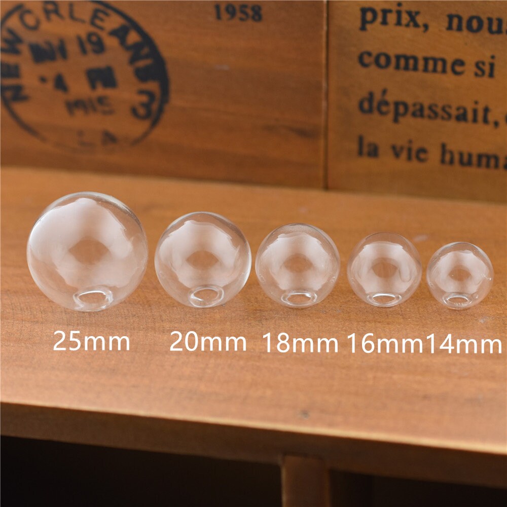 5sets 14mm-25mm Empty Glass Ball With Ripple Cap Glass Vial Pendant ...