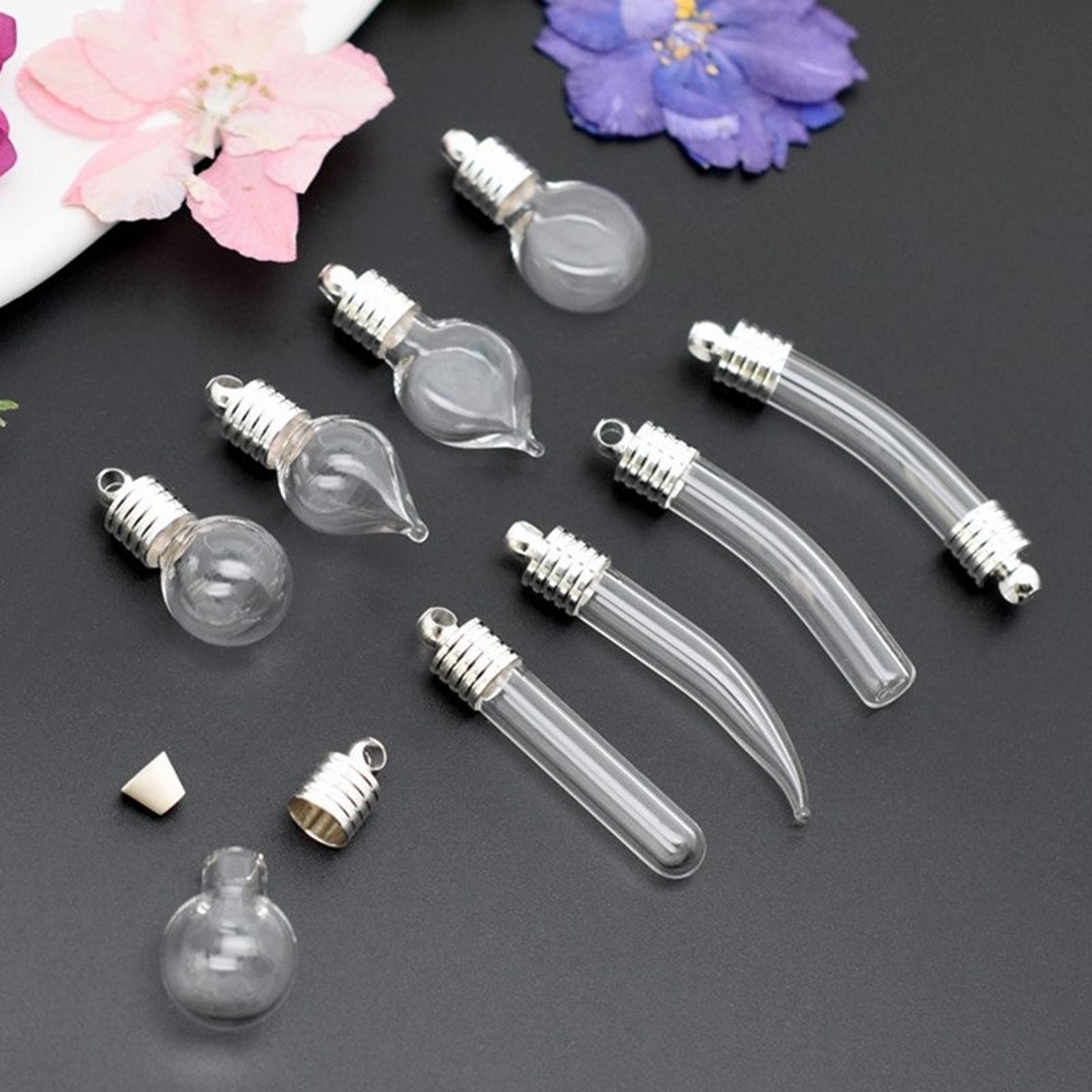 5pcs 6mm Outside Open Dia. Glass Vials Name on Rice Bottles Wish ...