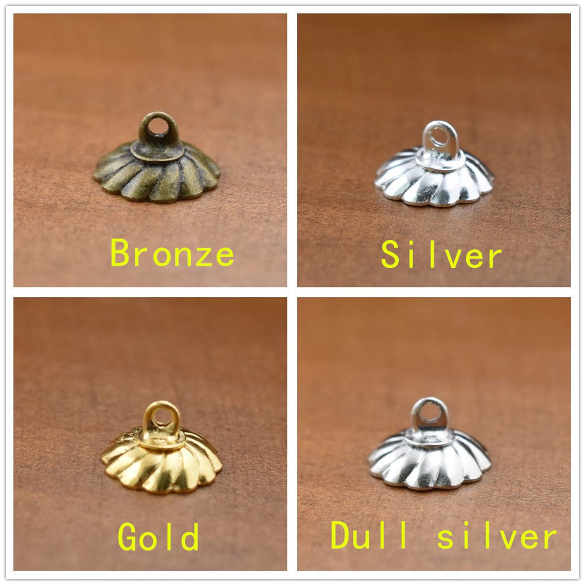 50pieces Brass Caps for Glass Vial Glass Globe End Caps Bead Cap ...
