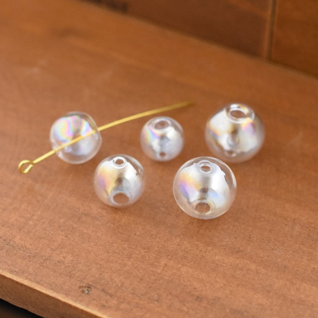 10pcs 10mm 12mm 14mm 16mm Pearly Lustre Empty Ball With Double Hole ...