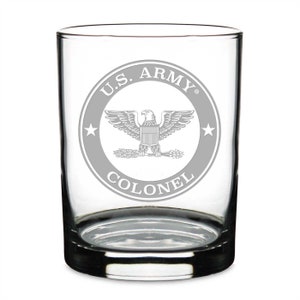 Personalized U.S. Army Colonel Whiskey Glass - Hand-etched, 14 Oz. - Etsy