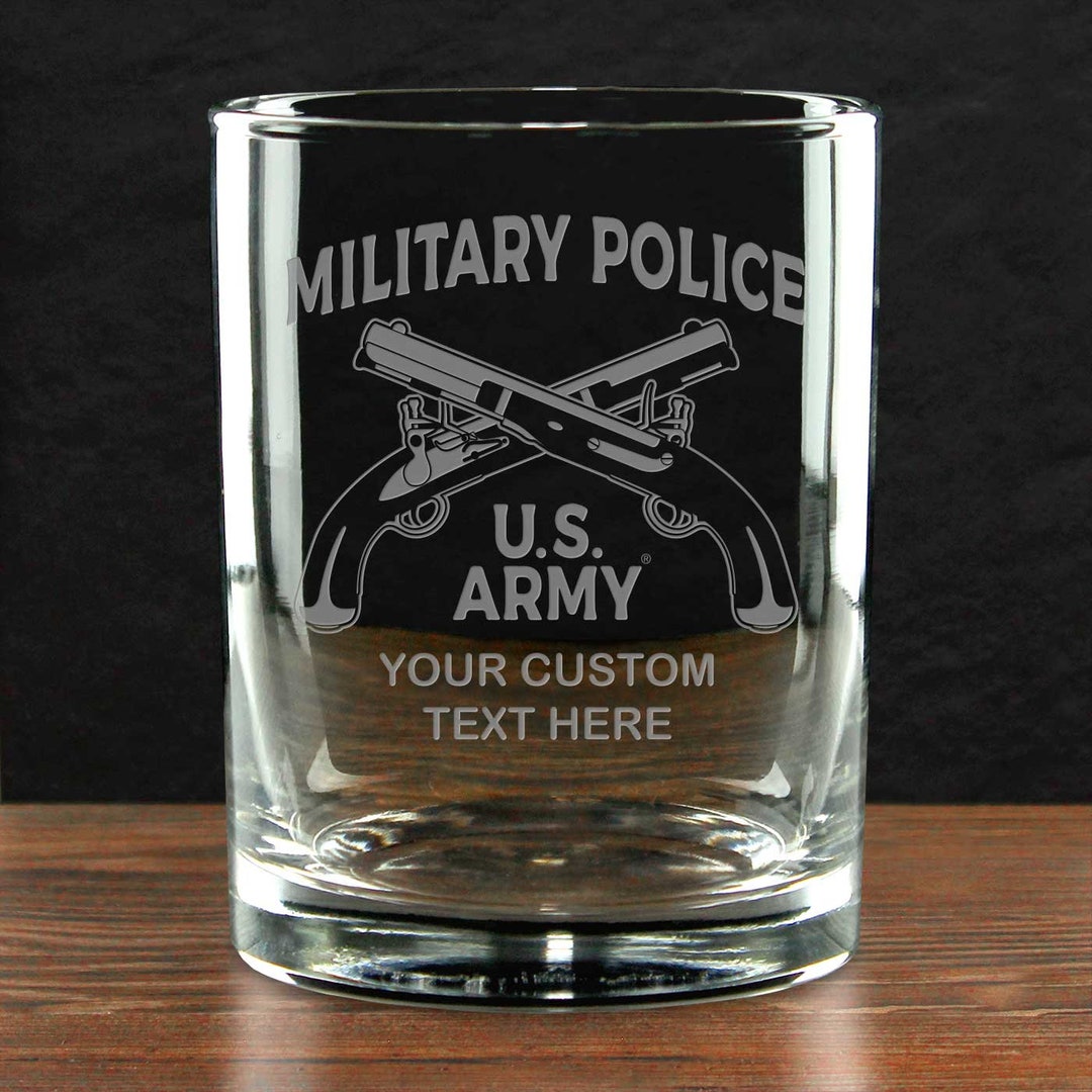 Personalized U.S. Army Military Police Whiskey Glass - 14 Oz Double Old ...