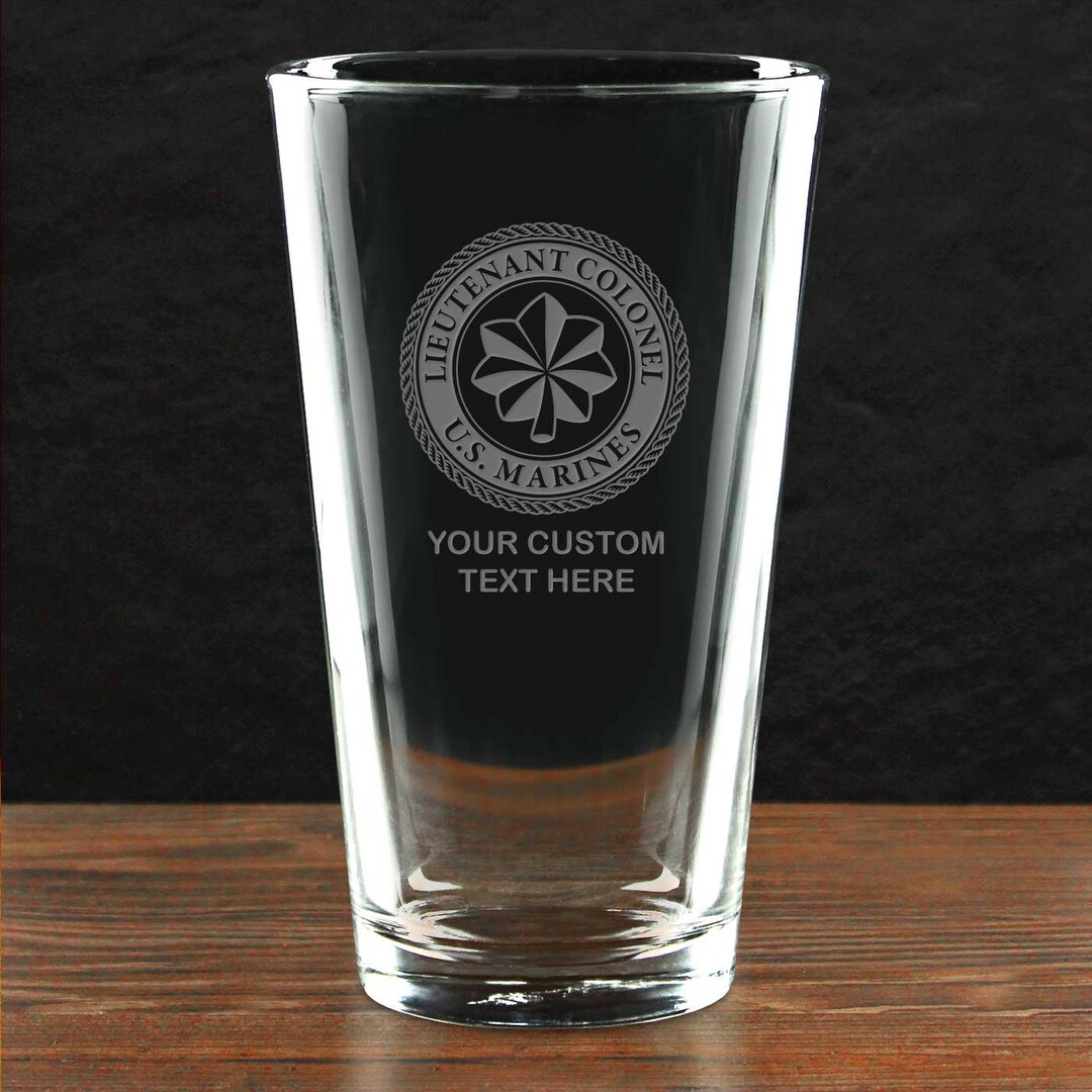 U.S. Marine Corps Lt Colonel O-5 Personalized 16 Oz. Beer Pint Glass ...