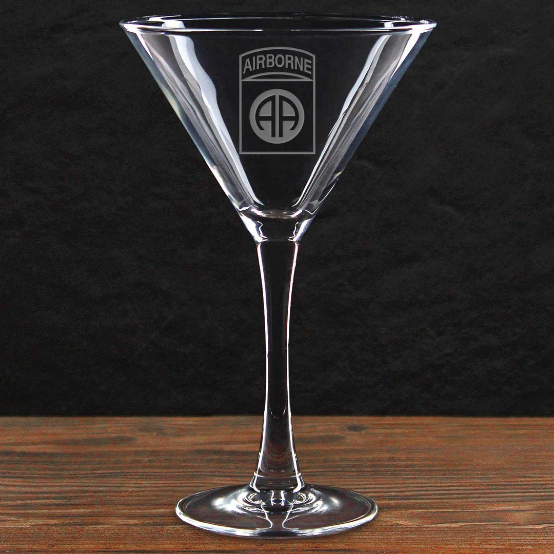 U.S. Army 82nd Airborne Division 10 Oz. Martini Cocktail Glass Made in ...