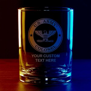 Personalized U.S. Army Colonel Whiskey Glass - Hand-etched, 14 Oz. - Etsy