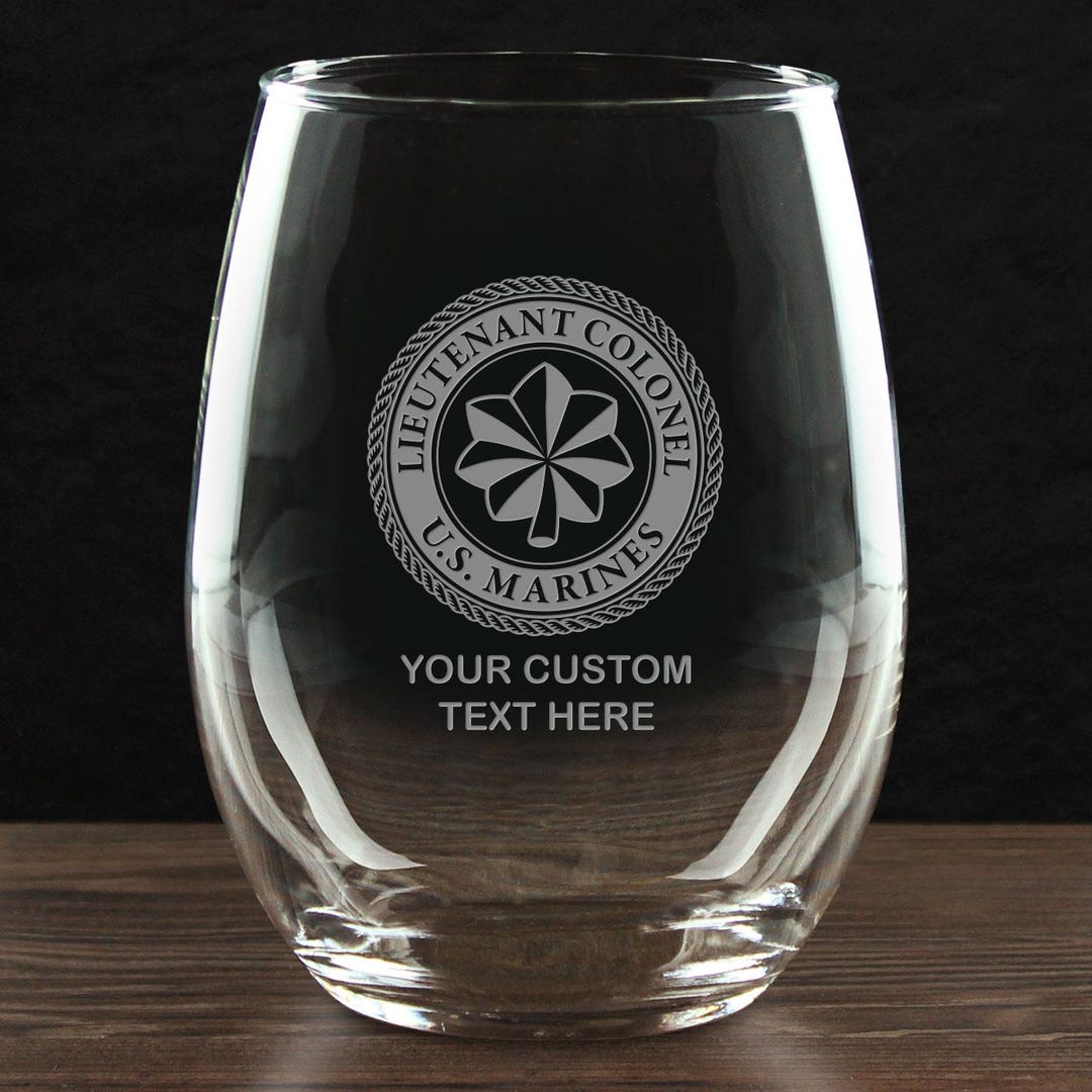 USMC O-5 Lieutenant Colonel - Personalized 21 Oz. Stemless Wine Glass ...
