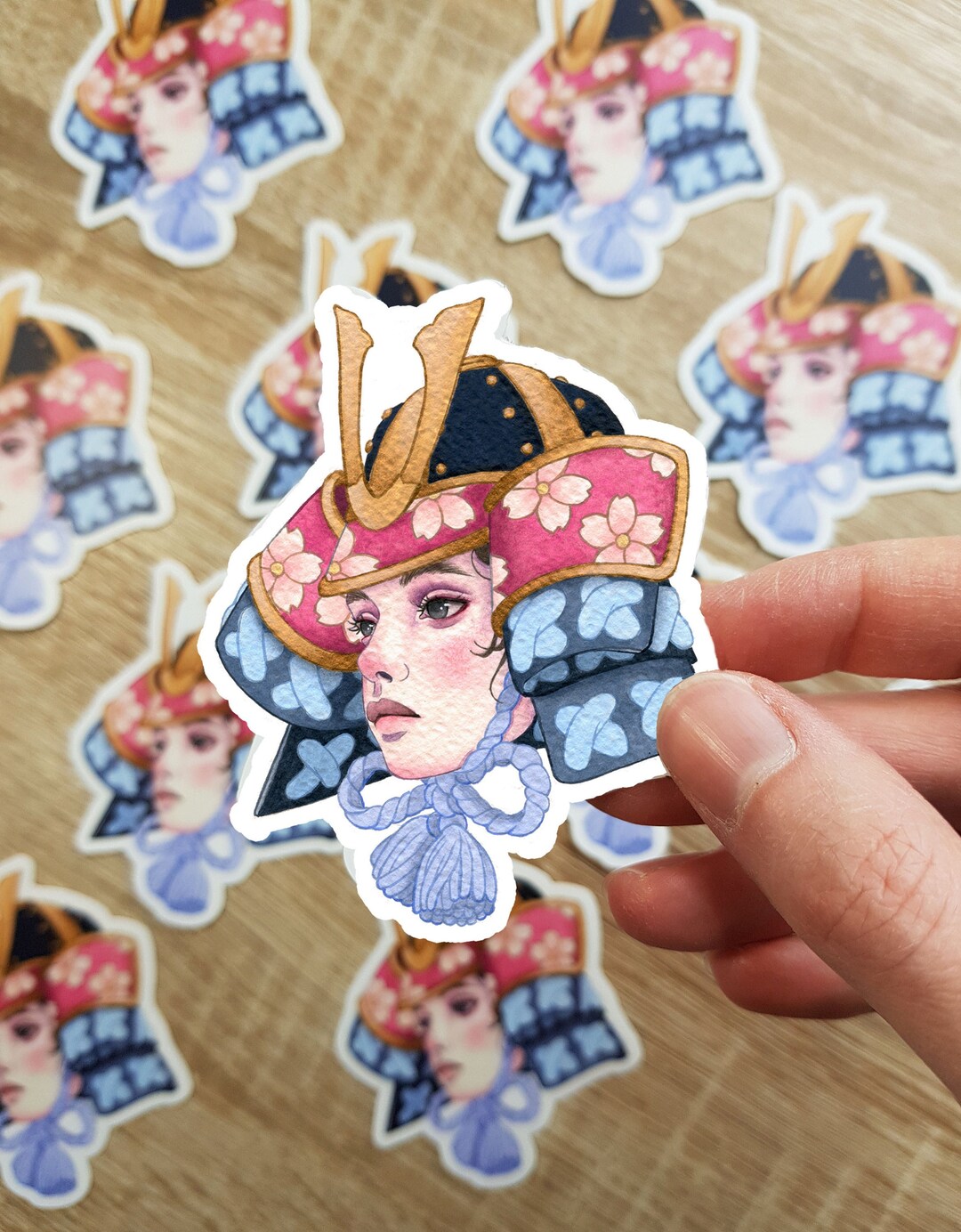 Samurai Sticker Kabuto Sticker Vinyl Sticker Cute - Etsy