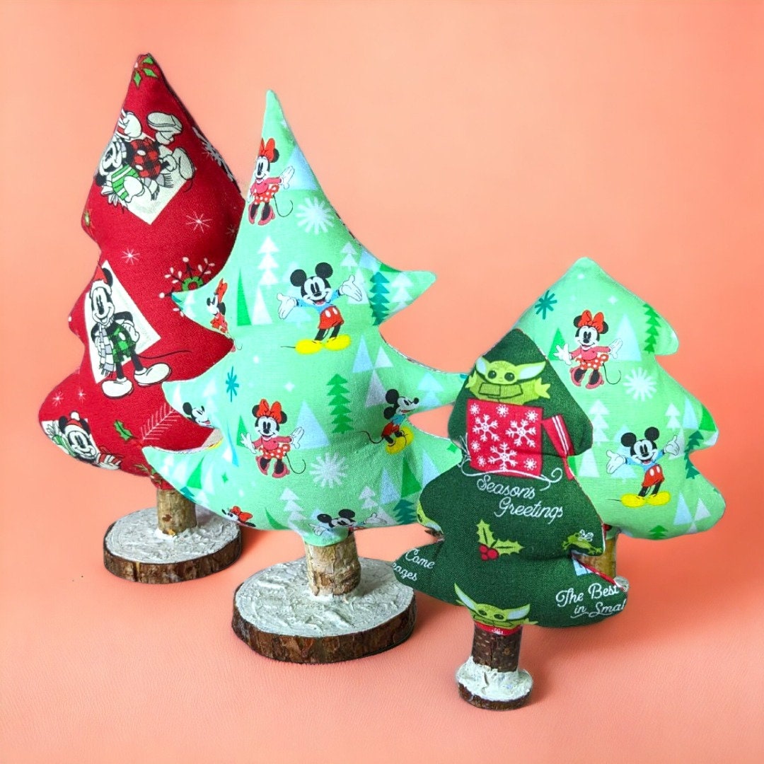 Plush Christmas Trees With Real Wood Trunk and Base - Etsy