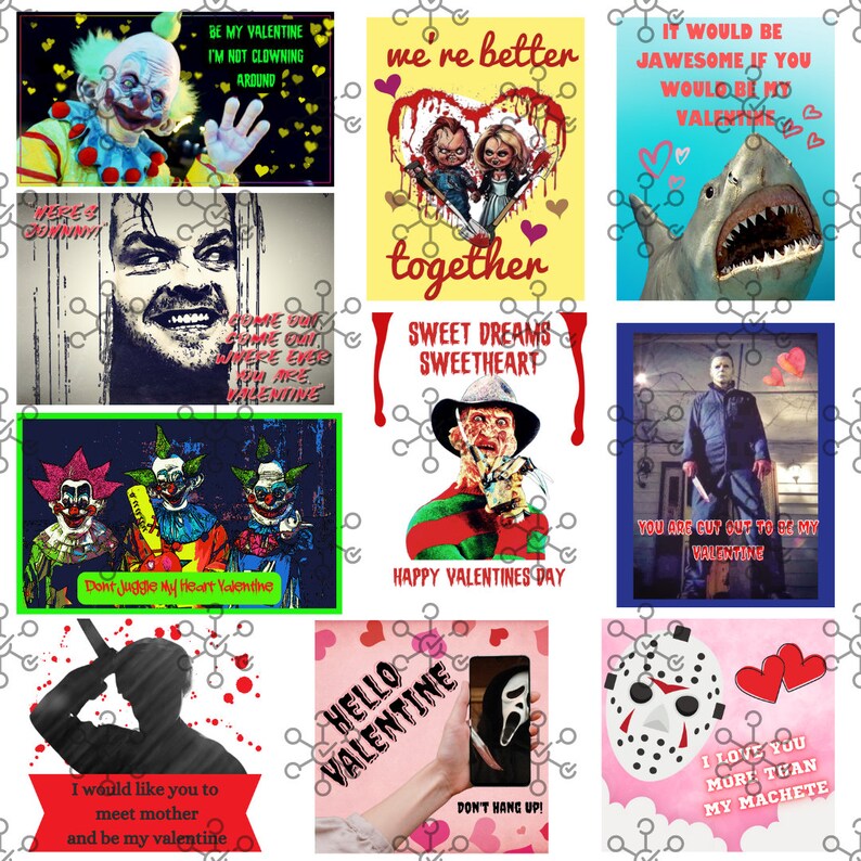 Monster Horror Movie Villains Inspired Valentine Cards - Etsy