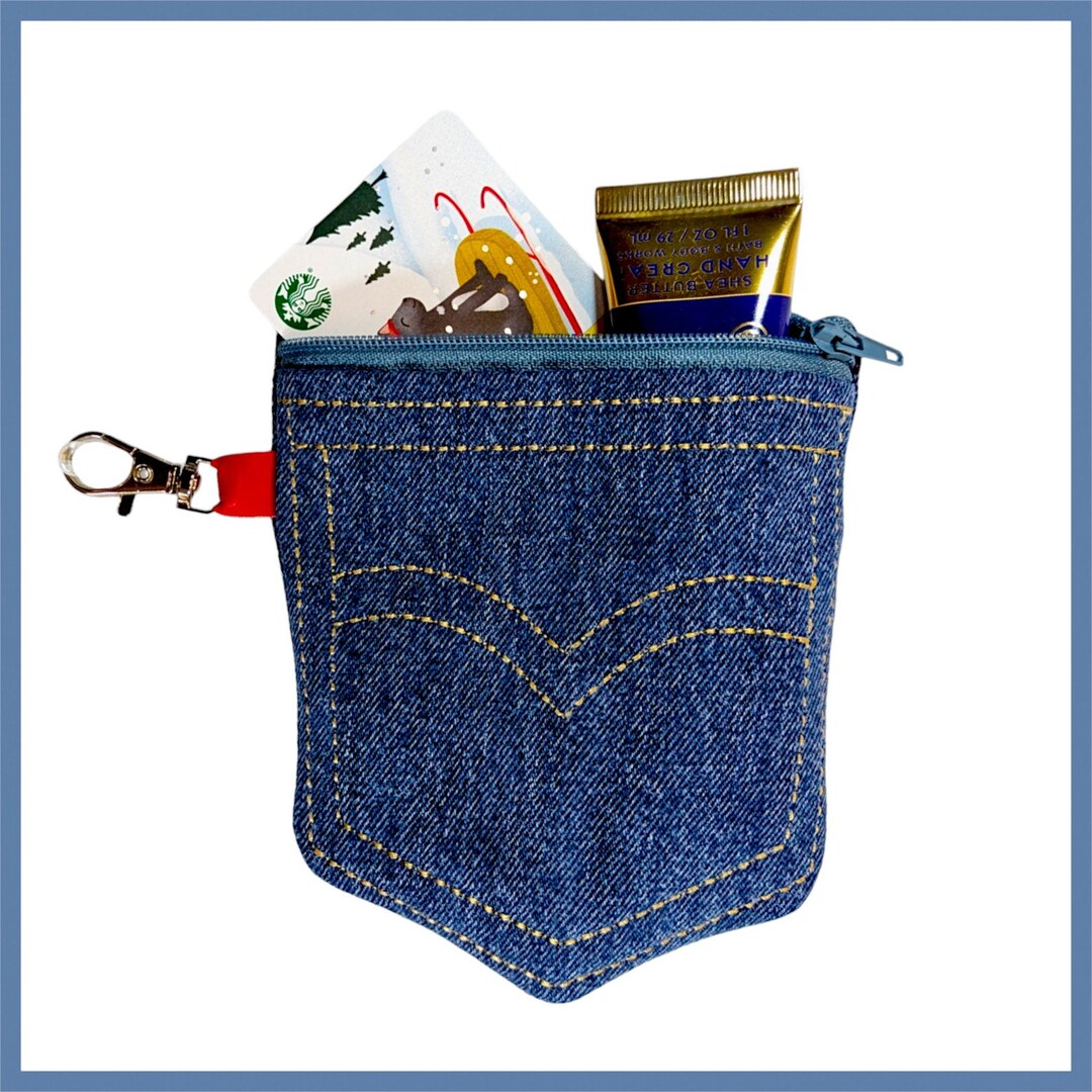 Denim Jeans Back Pocket Zipper Pouch - Etsy