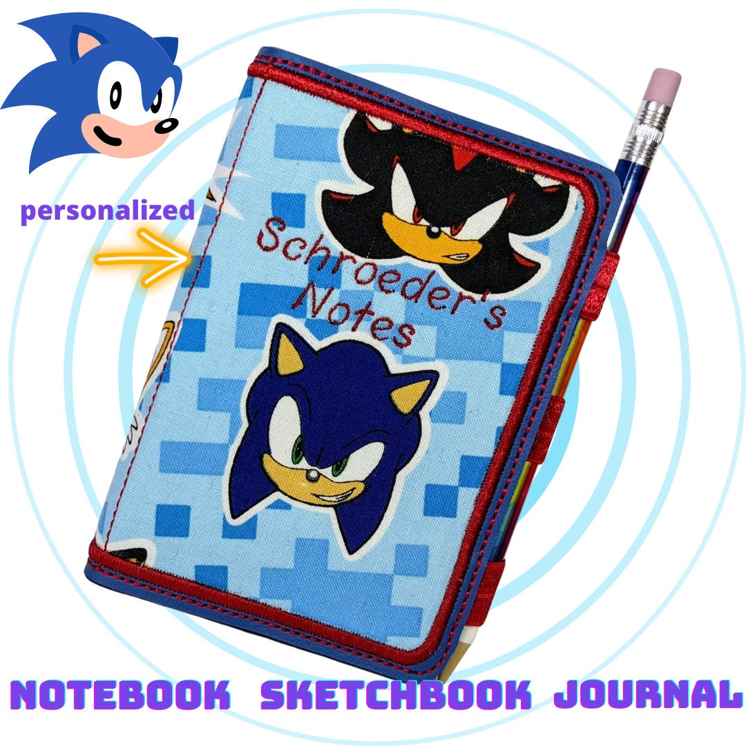 Personalized Sonic Inspired Mini Composition Book Cover With Pencil and ...
