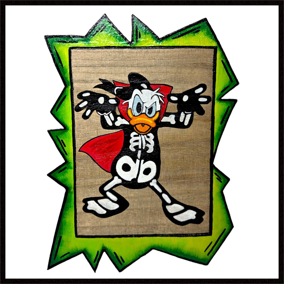 Halloween Donald Duck Skeleton Hand-made Hand-painted Wooden Art - Etsy