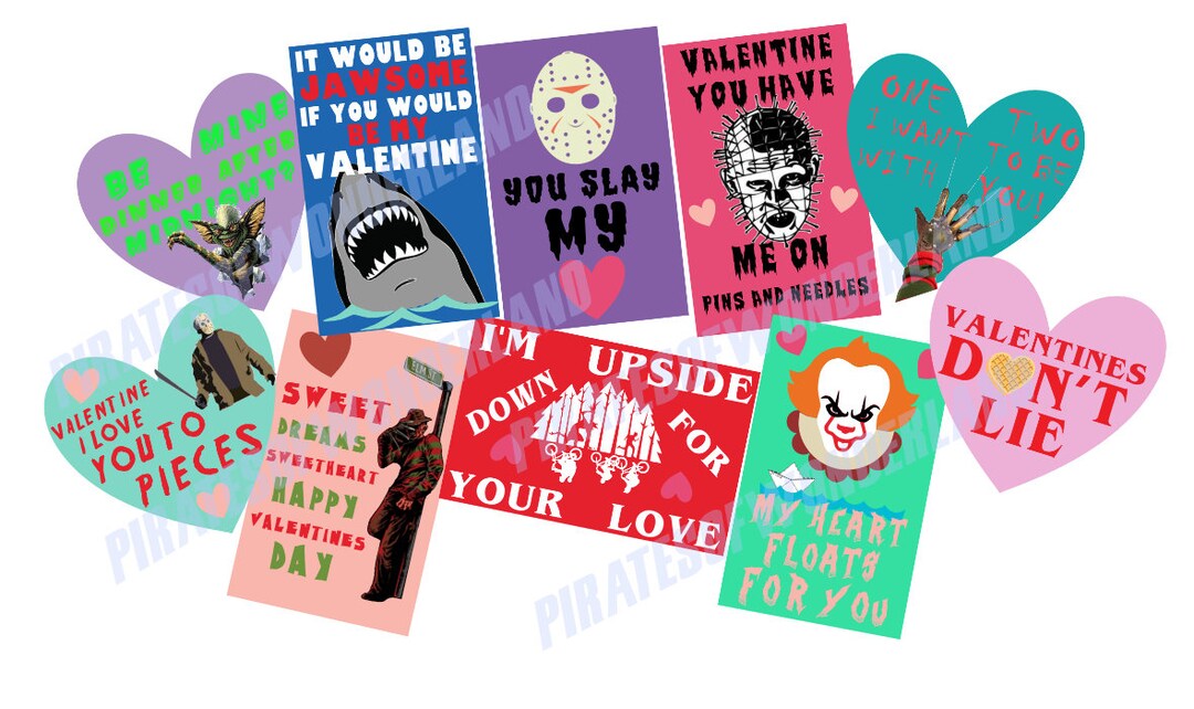 Monster Horror Movie Villains Inspired Valentine Cards - Etsy