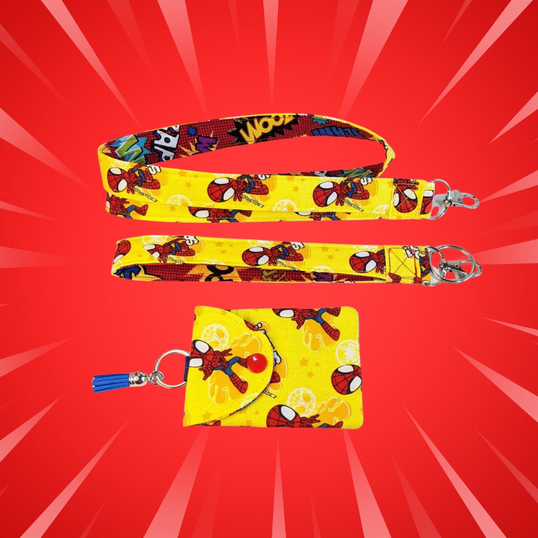 Spider Man Inspired Lanyard, Keychain Wrist Strap, ID Card Holder - Etsy