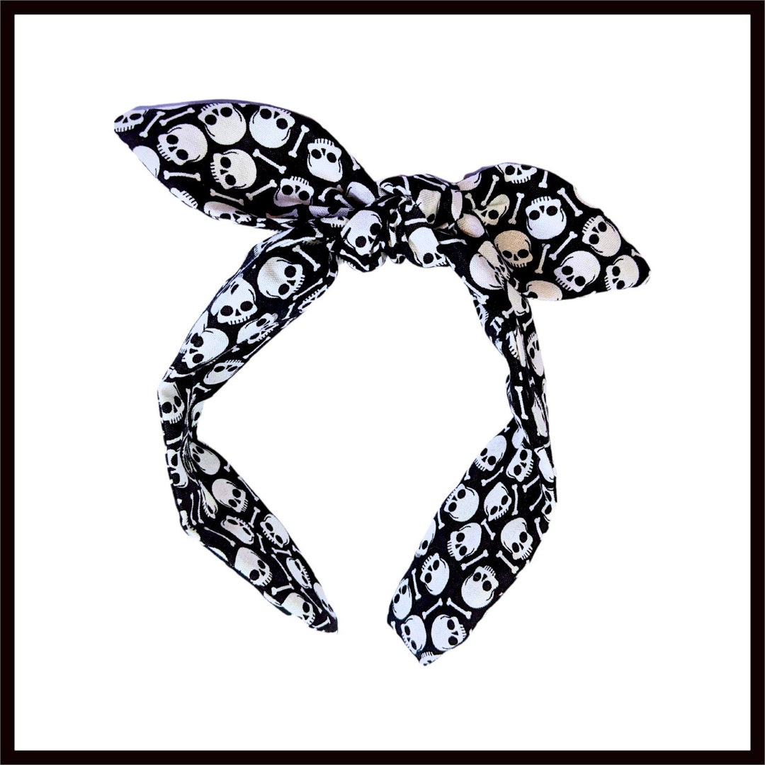 Halloween Skull and Bones Top Knot Headband - Etsy