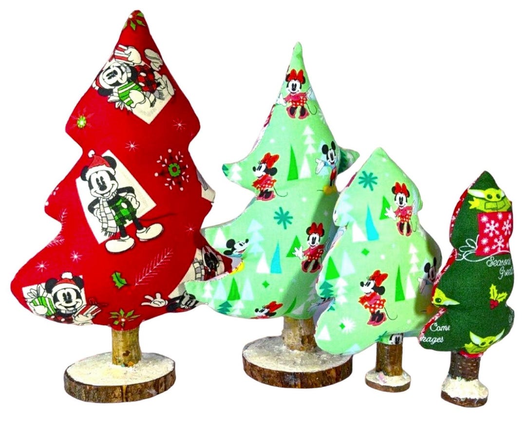 Plush Christmas Trees With a Real Wood Trunk and Base - Etsy