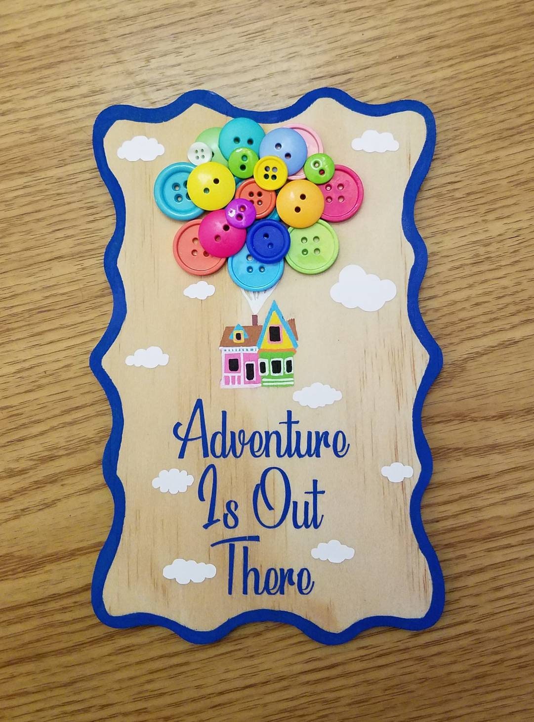 UP inspired Adventure Is Out There wooden sign with Button | Etsy