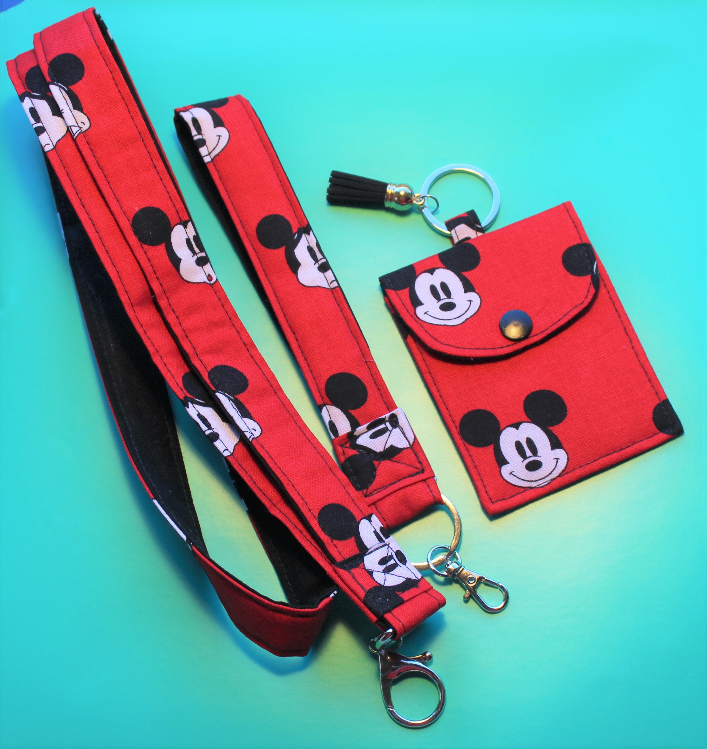 Mickey Mouse inspired ID / Card Holder Lanyard Keychain | Etsy