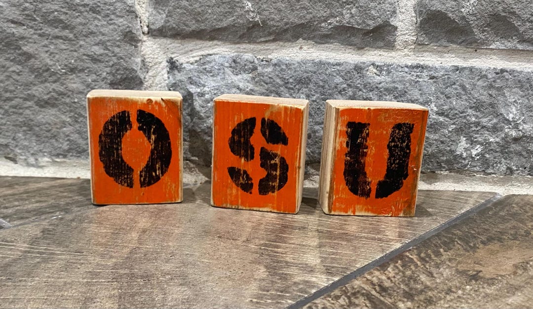 OSU Wooden Block Set - Oklahoma State University Decor - Etsy