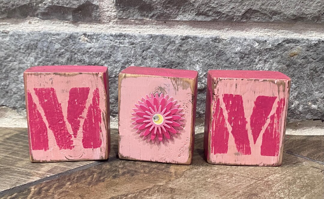 MOM Rustic Block Set-mom Block Set-mother’s Day Gift - Etsy