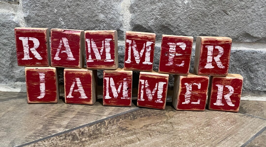 Rammer Jammer Rustic Wood Block Decor - Alabama Crimson Tide - Etsy