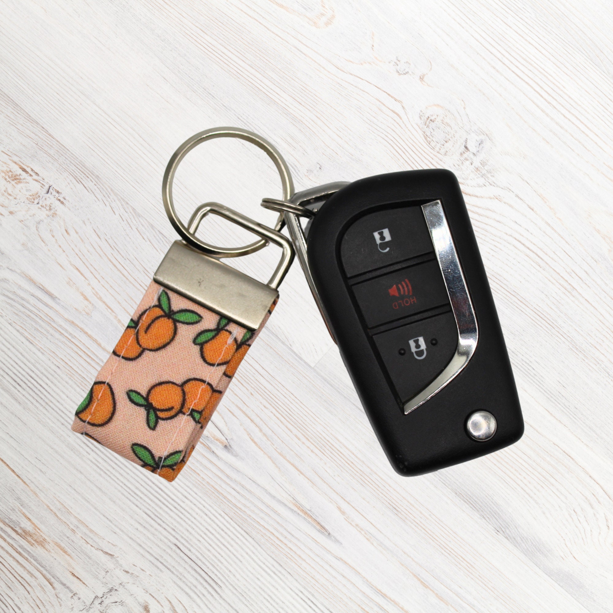Peaches Key Fob, Matching Key Fob, Fruit Key Chain, Teal Key Chain ...