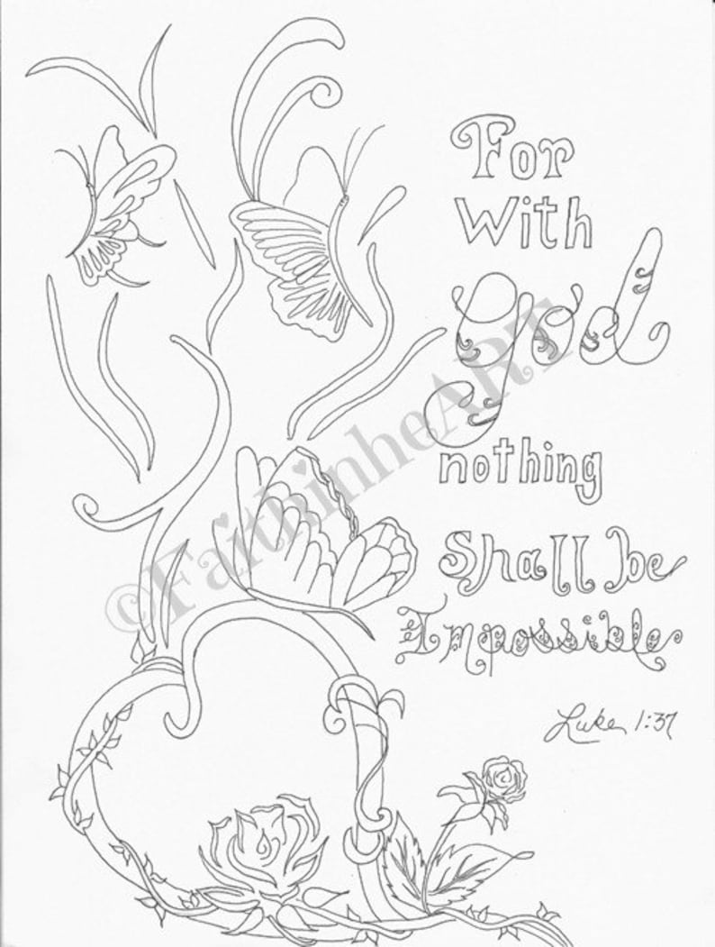 Hand Drawn Luke 1:37 - Instant Download - Etsy