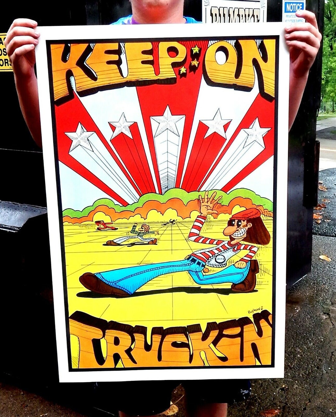 Vintage Hippy Poster 1970's "keep on Truckin" Original NOS Home Decor ...