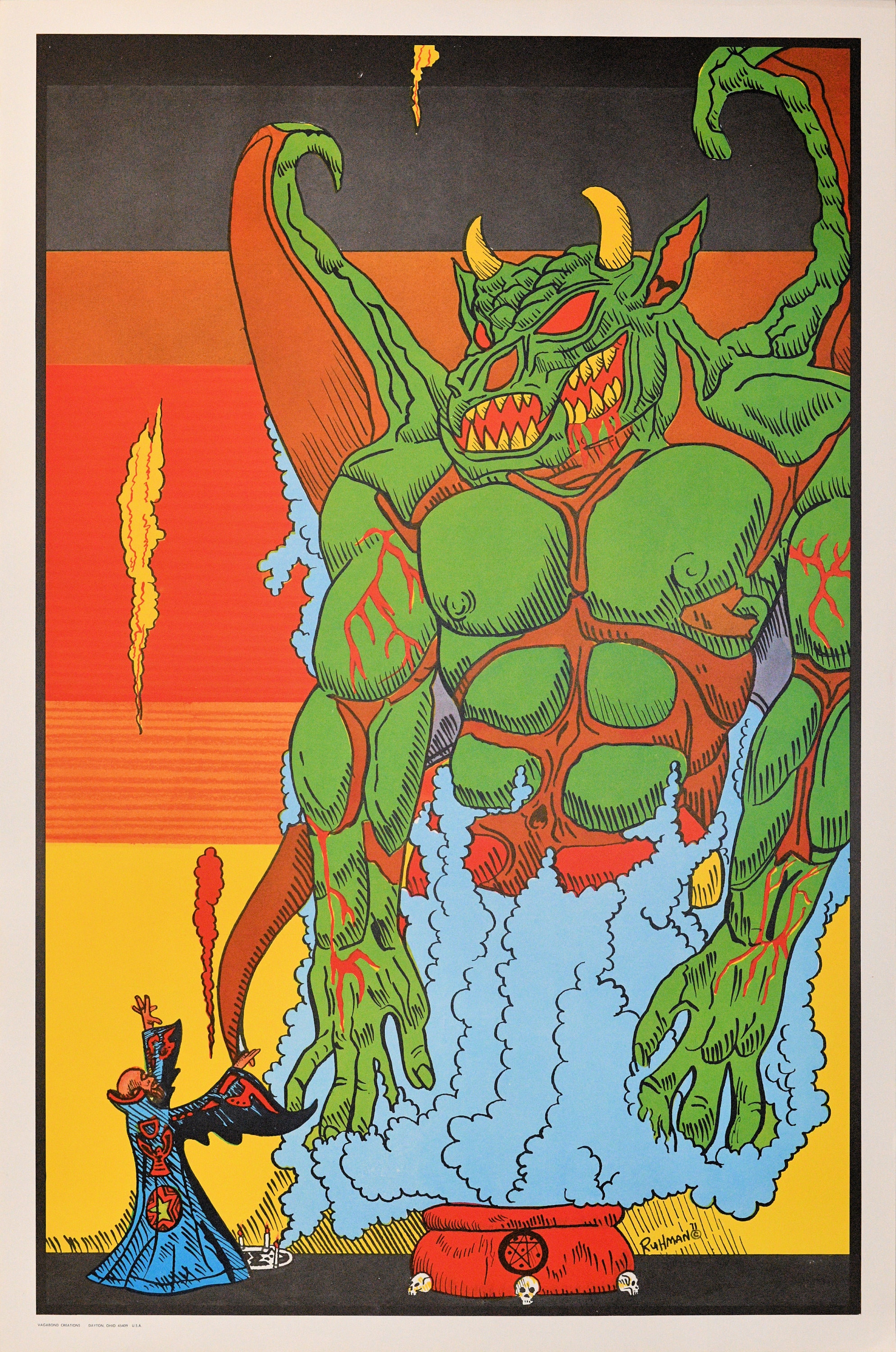 Vintage NOS Original 1970s Psychedelic Wizard Summoning Beast - Etsy