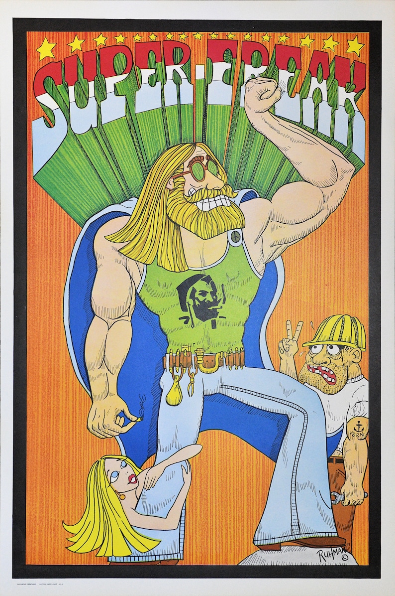 Rare NOS Original 1971 Super Freak Marijuana Hippy Poster Lrg - Etsy